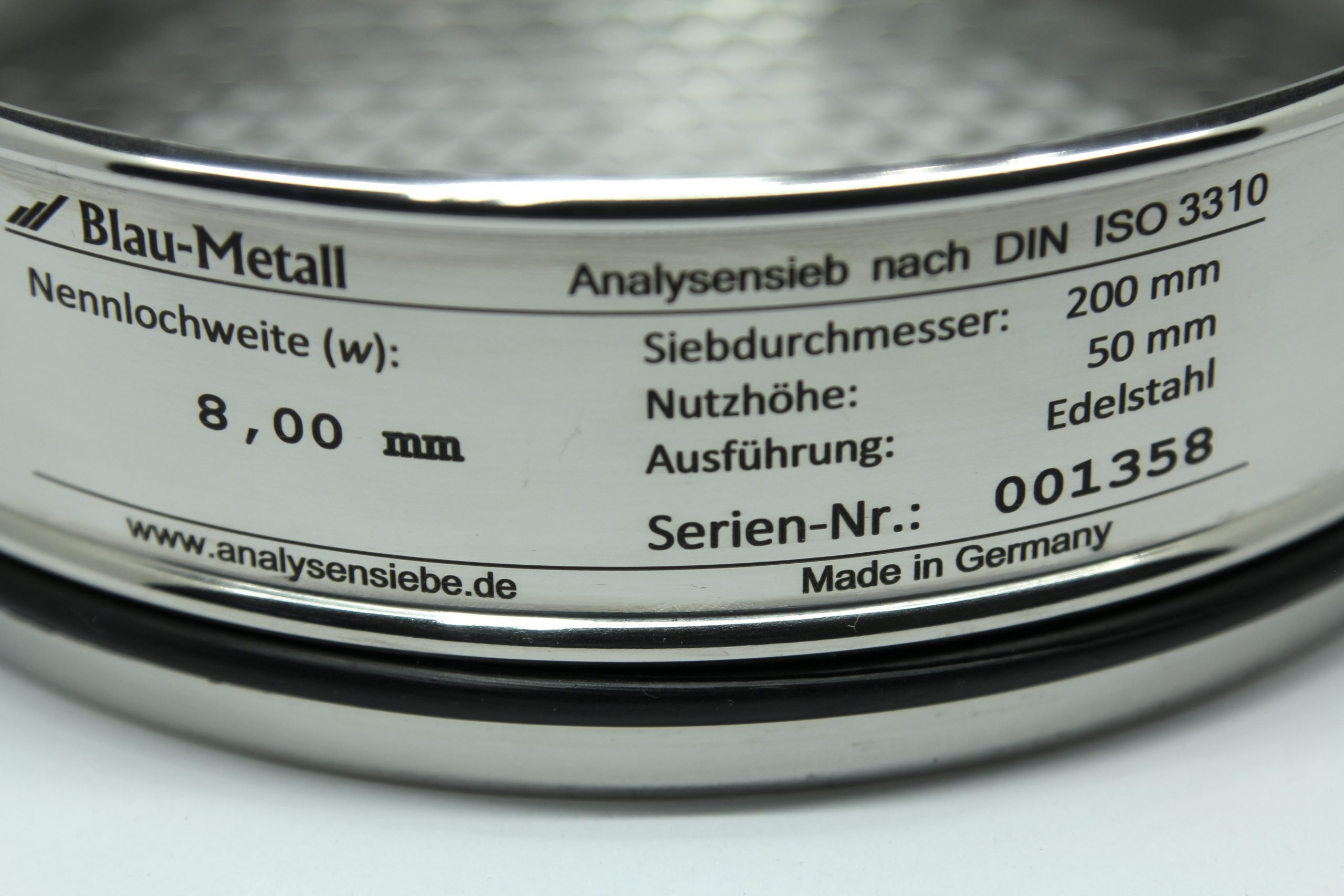 Test Sieve ISO 3310, Round Apertures 8.00 mm - ISO 5223 eStore